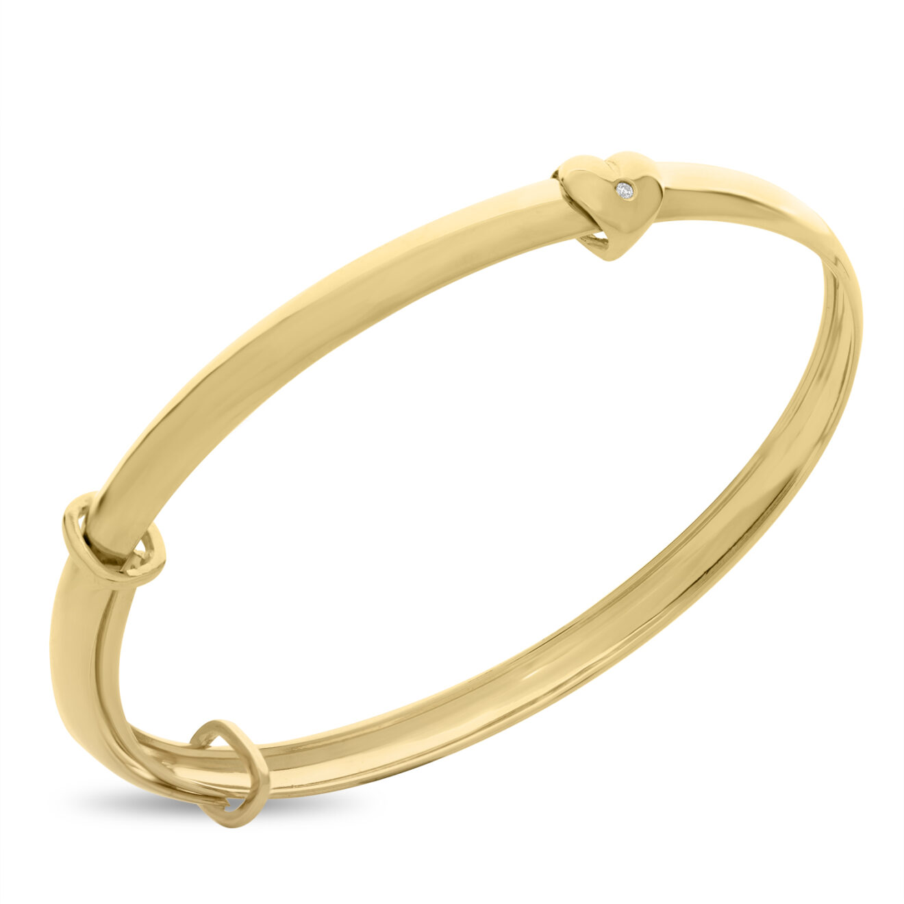 9ct Gold Infant Baby Bangle with sliding diamond Heart (0-3yrs) - Baby ...